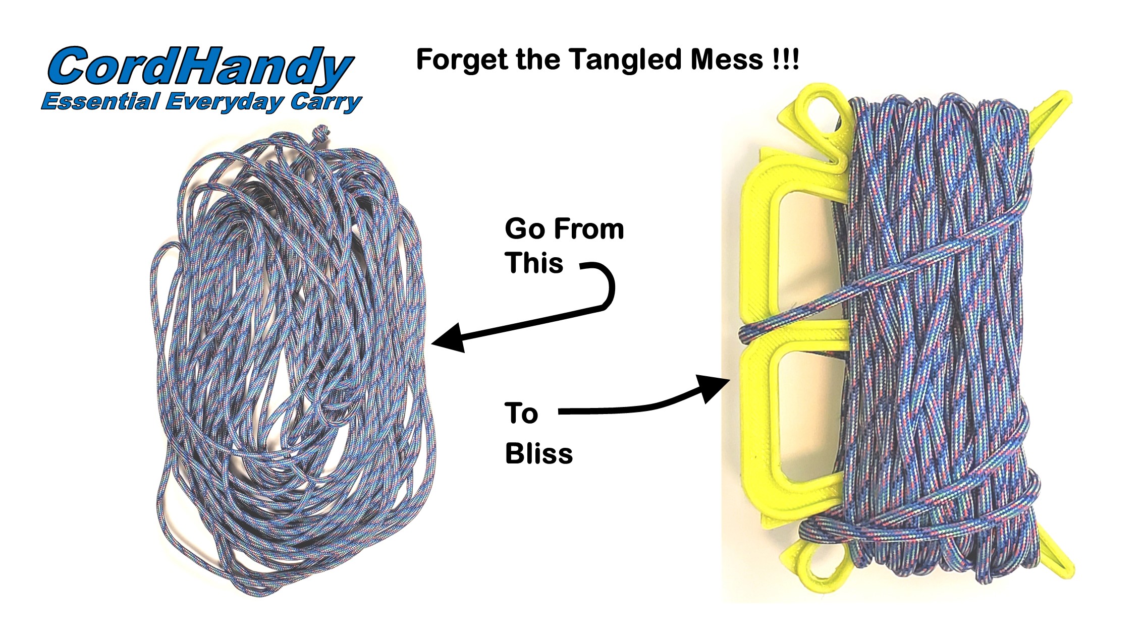 String, Paracord and Rope Management. Wrap, Wind, Lock Stow